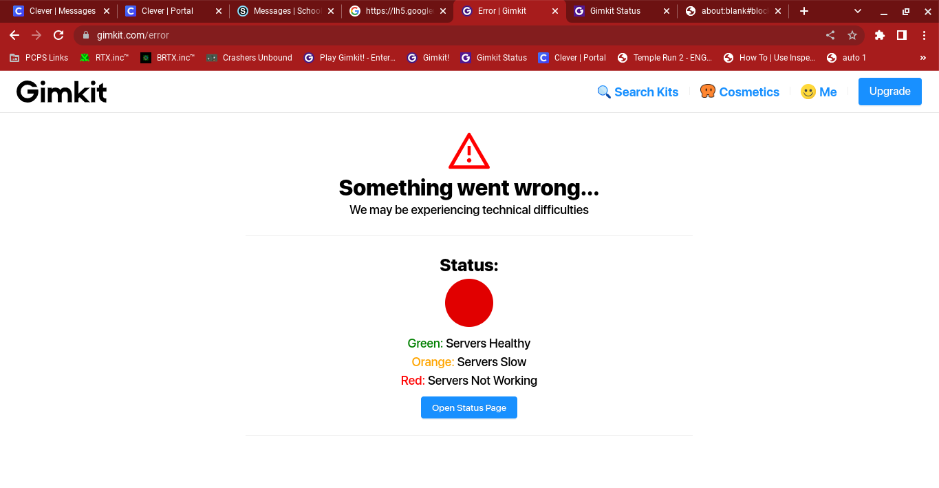 Gimkit! servers just went down for unknown reasons if theirs any ...