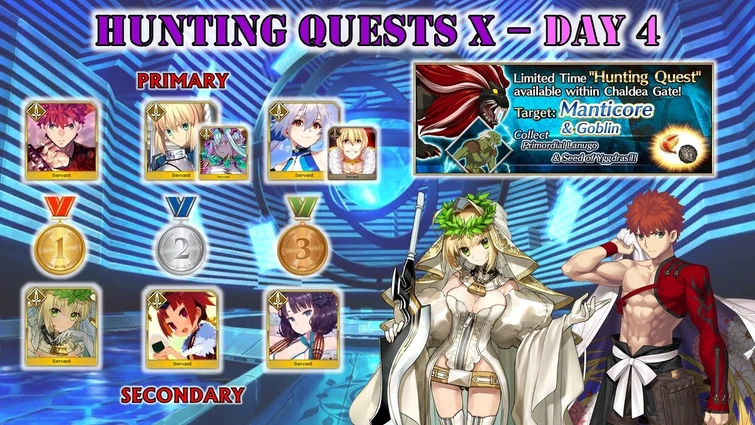 FGO NA – Hunting Quest X - Day 4: Manticore & Goblin Hunt (3T farming 6-5 slot) | Fandom