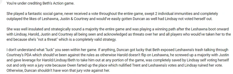 Was watching a "Ranking TDI contestants gameplay" and FINALLY, someone ...