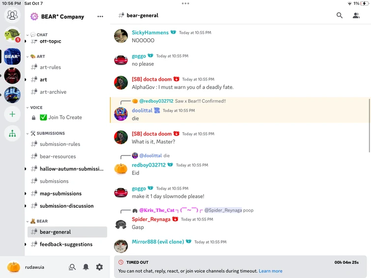 Getting timed out in the discord because of flooding? | Fandom