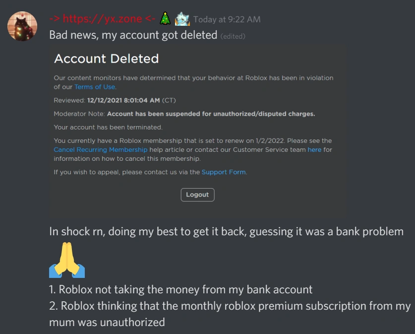 Gabe's account got terminated | Fandom