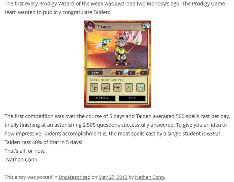 I found an official Prodigy Math blog from 2013! | Fandom