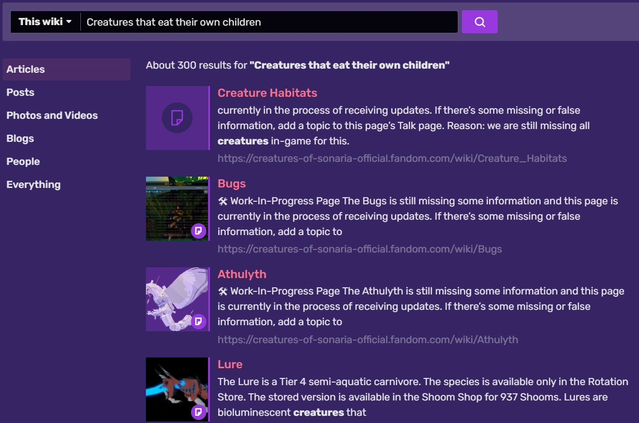 Oh no creature habits eat their children | Fandom