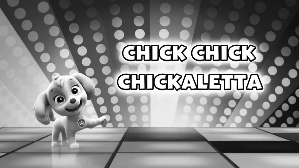 Chick chick chickaletta title card in black and white style | Fandom