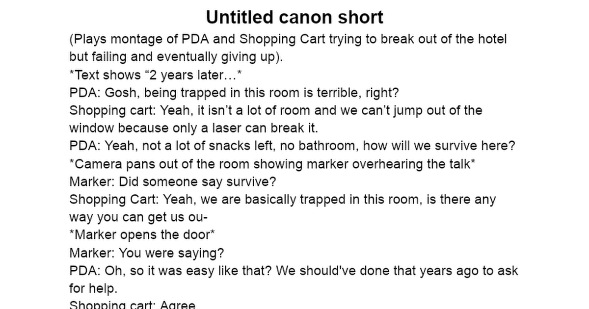 Untitled canon short script | Fandom
