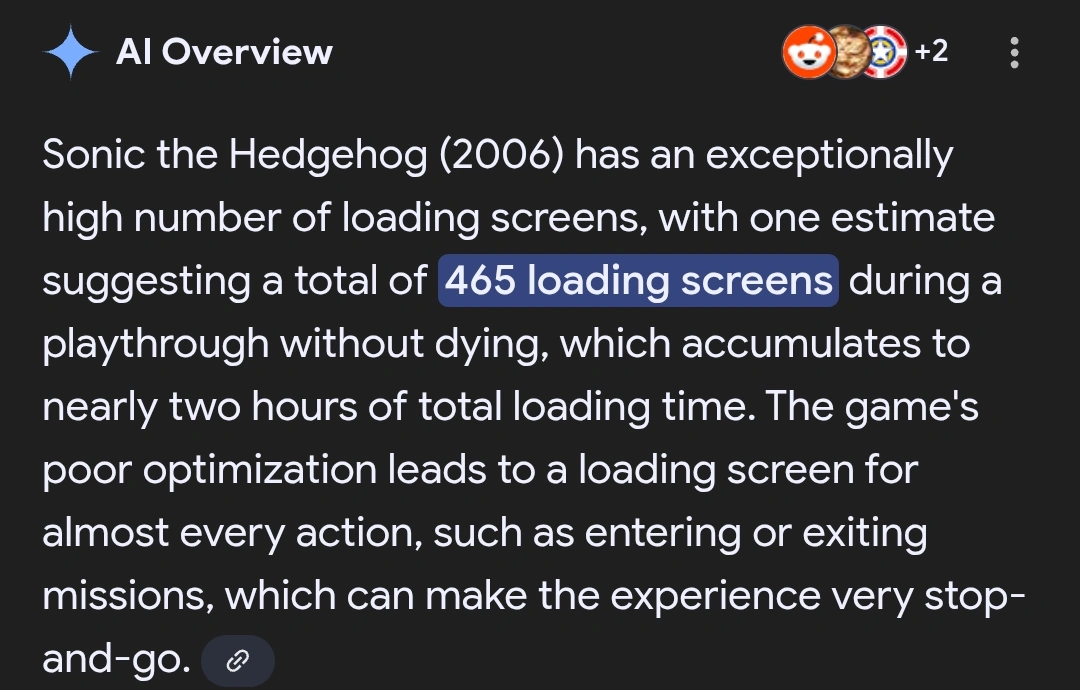According to Google AI, a playthrough of Sonic 06 will have you seeing ...