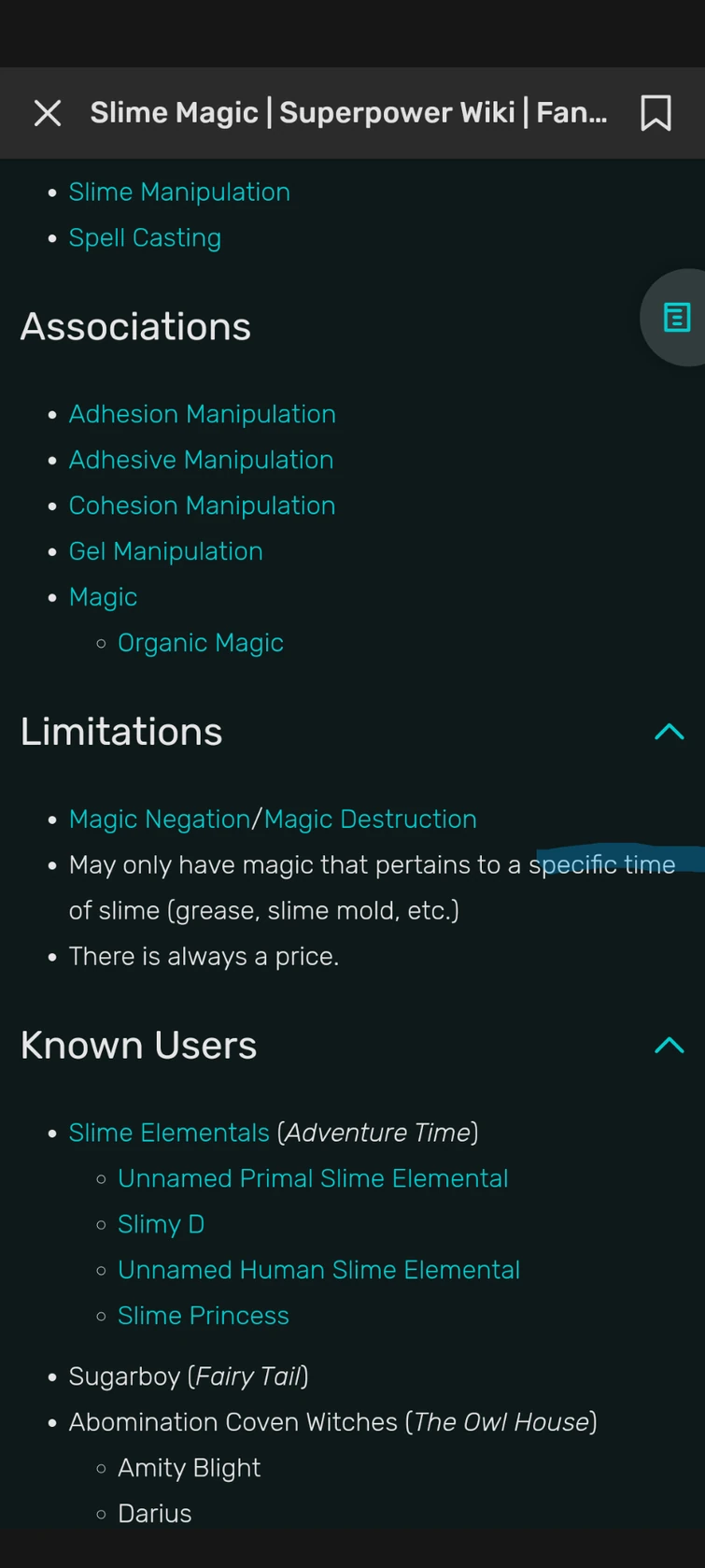 Typo in "Slime Magic" page | Fandom