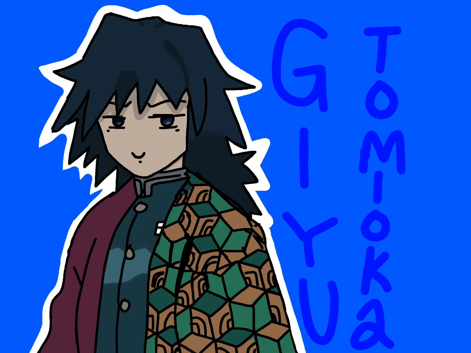 Cursed drawing I made of tomioka 🙏 (day 1 of making cursed drawings ...