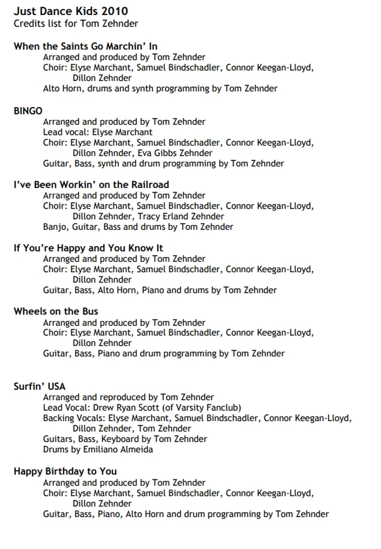 Tom Zehnder credits | Fandom