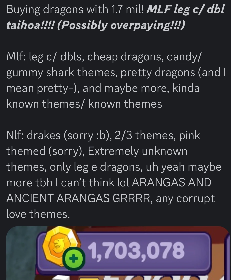 Buying leg c / dbl dragons!! (mlf leg c/ dbl tai!!) | Fandom