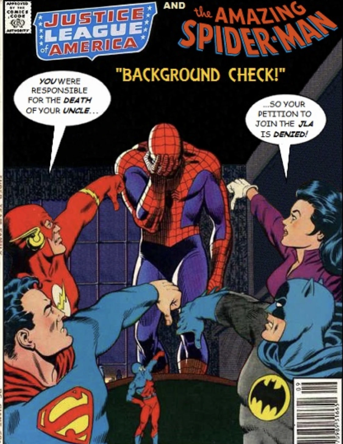 There was a time where spider-man tried to join the justice league but ...