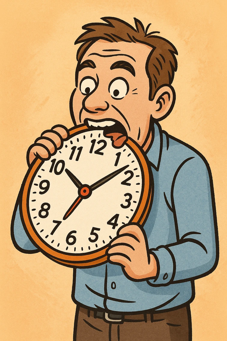 I told ChatGPT to make a man eating a clock: | Fandom