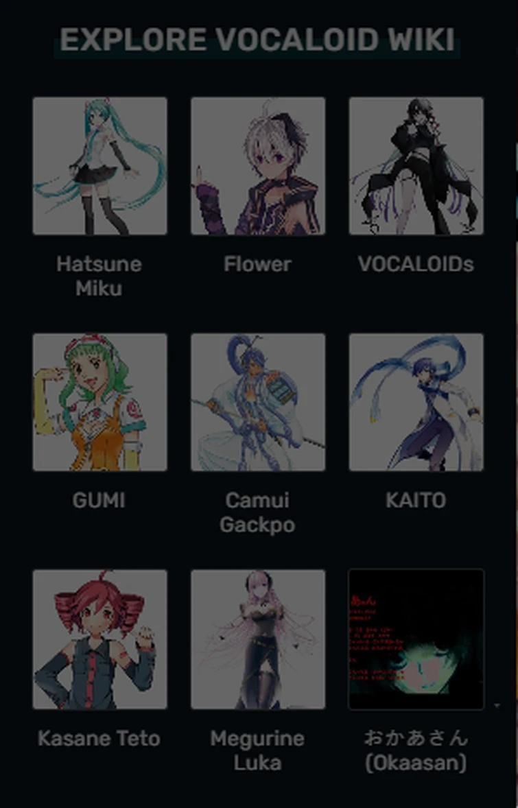okaasan is in the "explore vocaloid wiki" section | Fandom