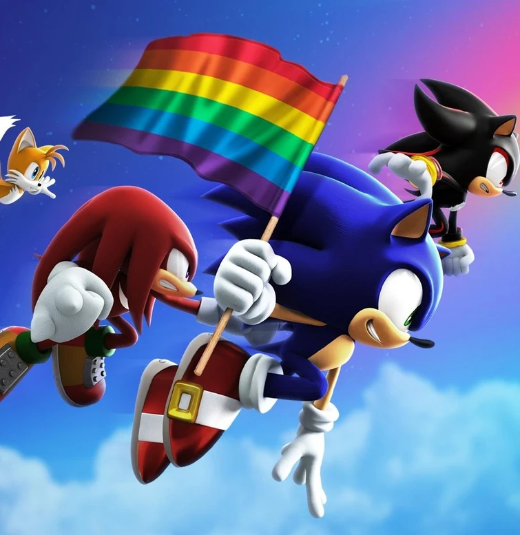 official art of sonic holding a pride flag? | Fandom