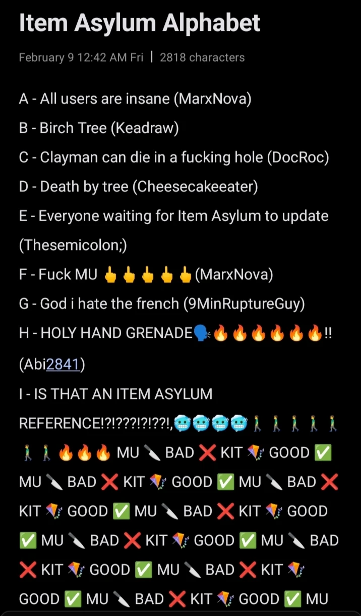 Item Asylum Alphabet - K | Fandom