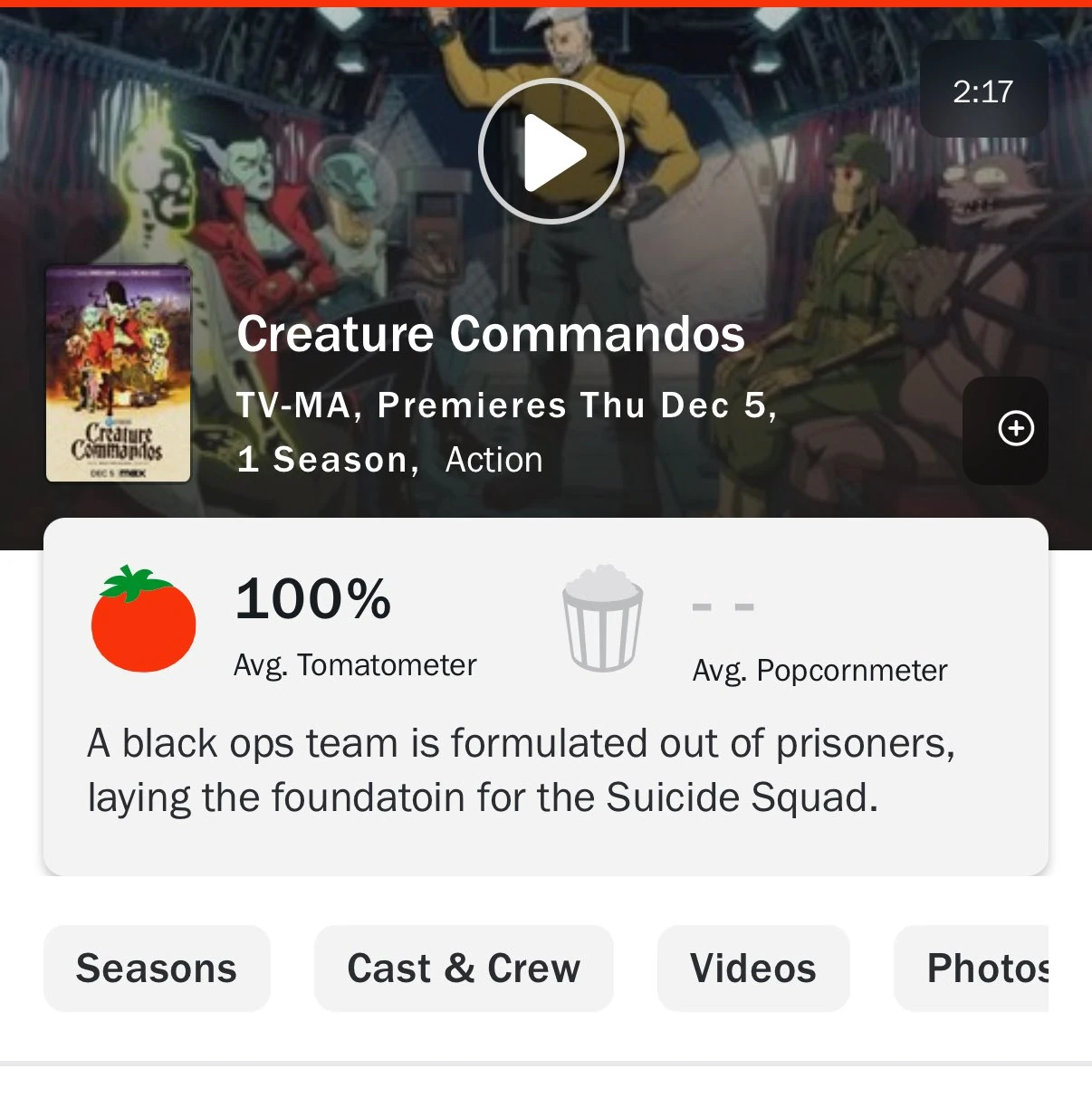 James Gunn’s ‘CREATURE COMMANDOS’ debuts with 100% on Rotten Tomatoes. | Fandom