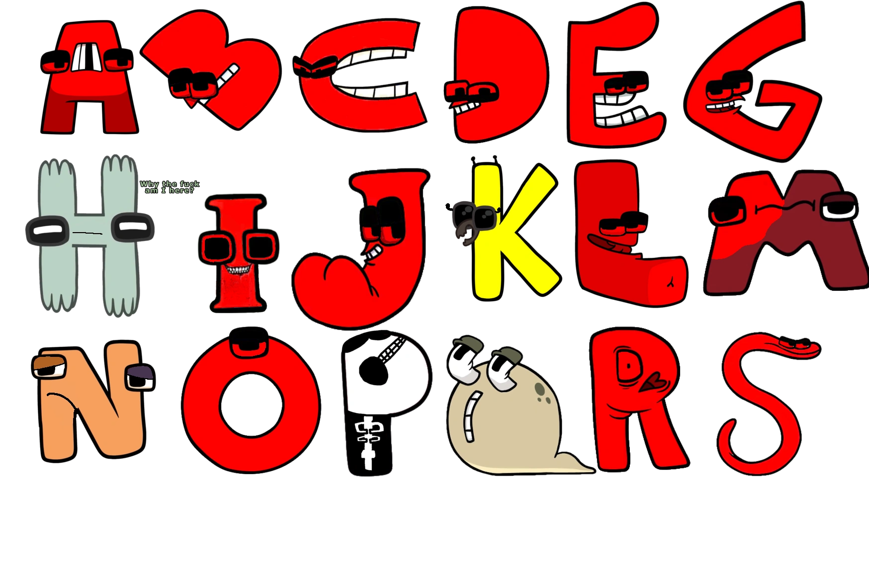 Alphabet lore but (most) of them are colored like “you will die” | Fandom