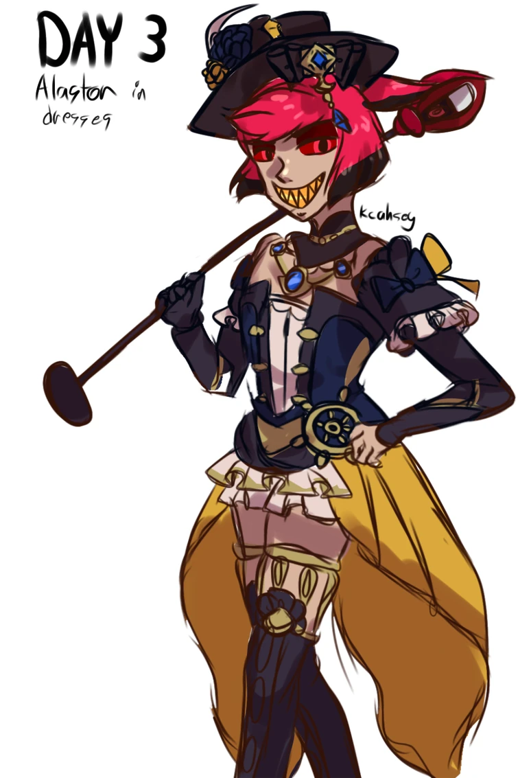 day 3 of drawing alastor in dresses | Fandom