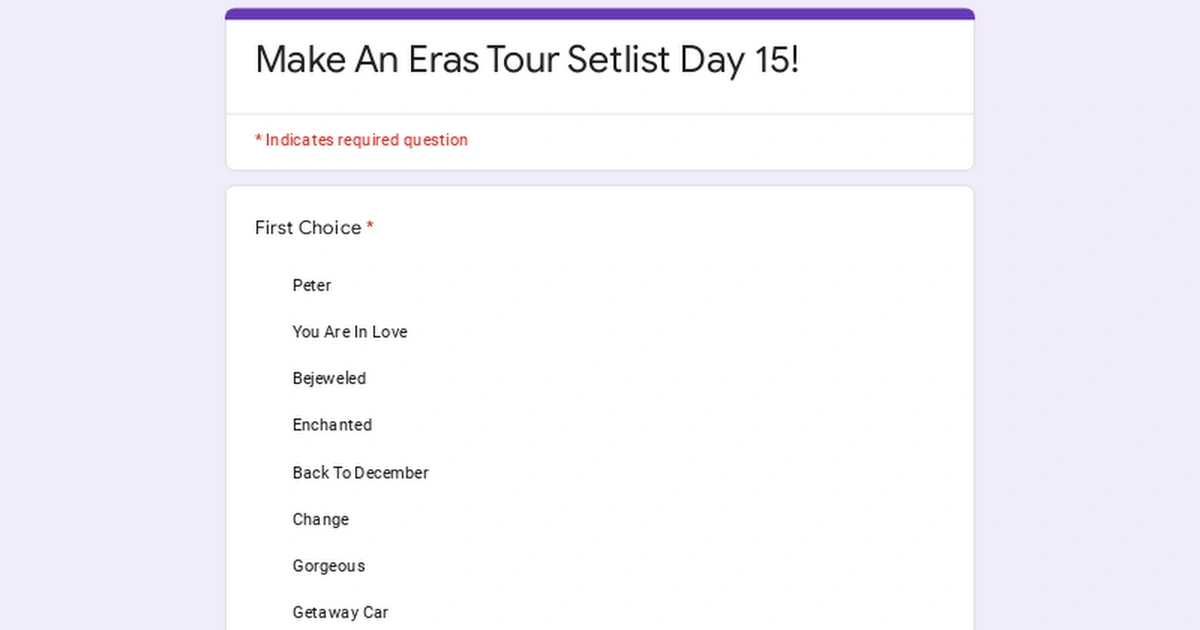 Make An Eras Tour Setlist Day 15! | Fandom