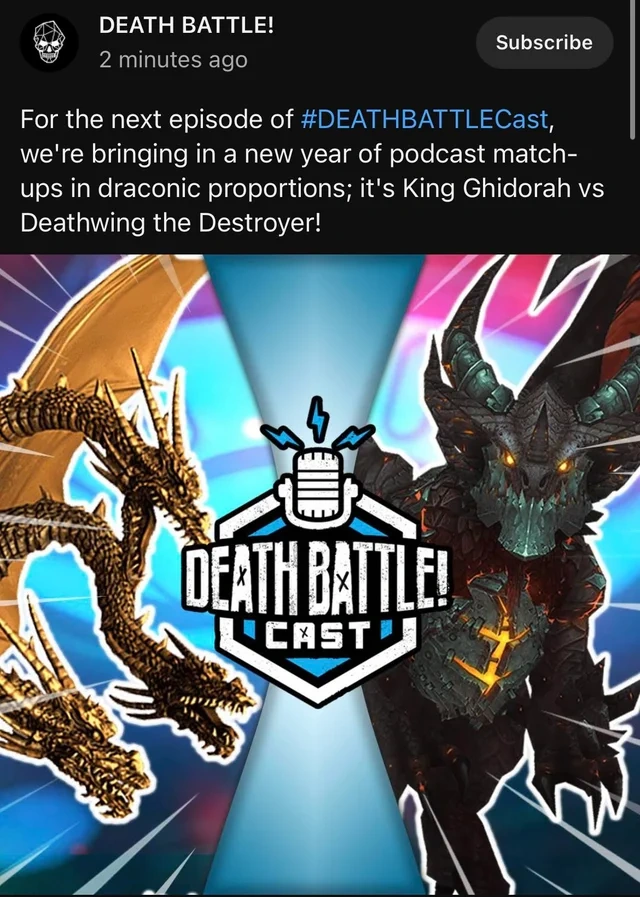 Next Death Battle Cast episode is King Ghidorah VS Deathwing! | Fandom