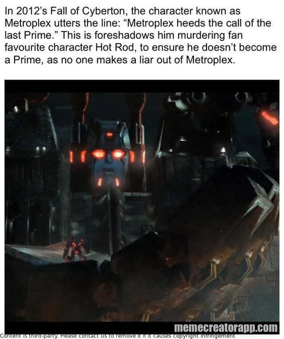 Metroplex drops an elbow on Hot Rod, sending him flying across the ...