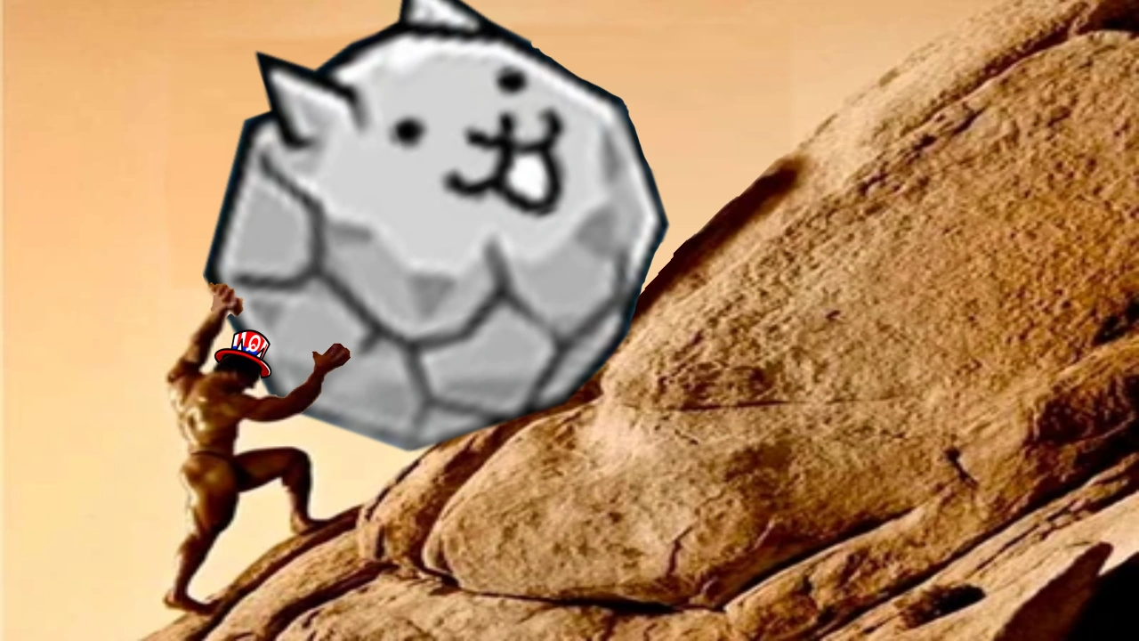 One must imagine Sisyphus celebrating the 9th anniversary of Battle Cats | Fandom