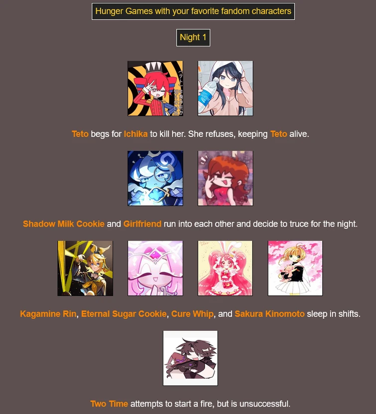 Fandom Hunger Games Night 1 and Day 2 | Fandom