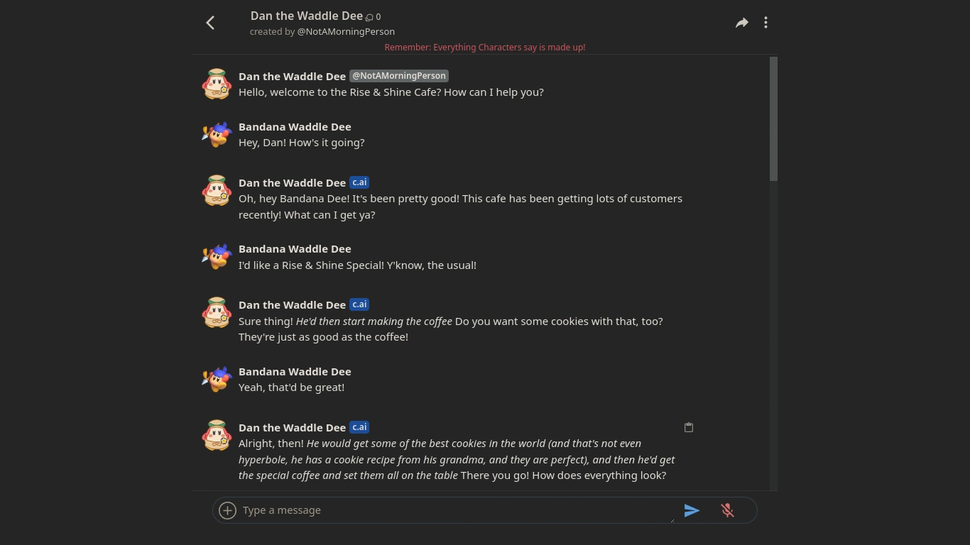 I added my OC (Dan the Waddle Dee) to character.ai! | Fandom