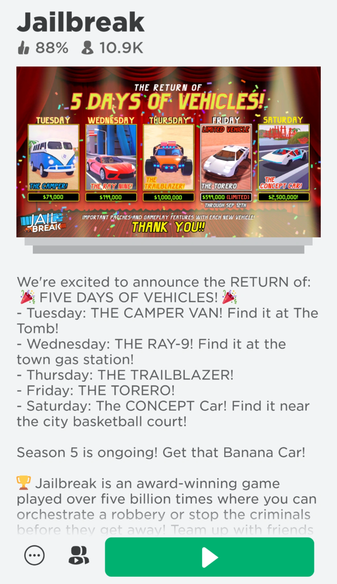 The lowest Jailbreak player count I have ever seen. | Fandom