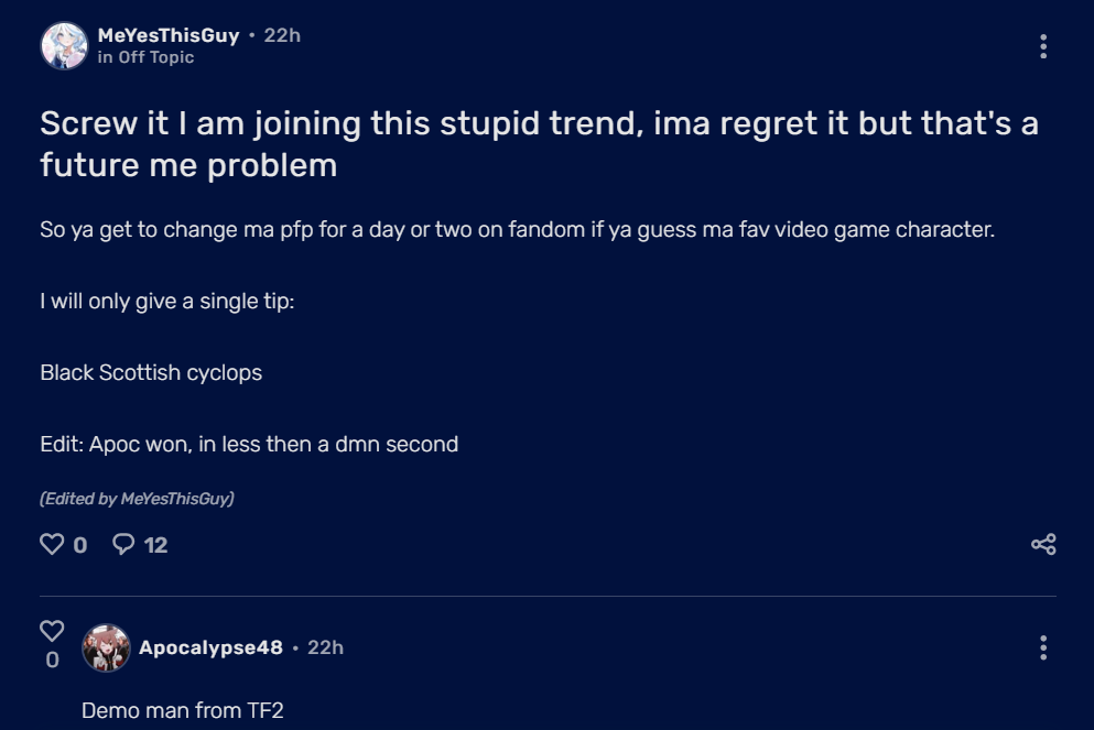 I am forced to use this pfp for 5 days (Now 3-4 idk I haven't been keeping count) | Fandom