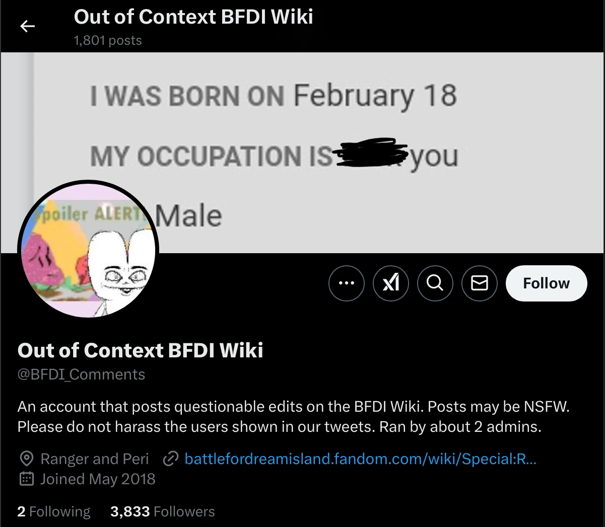 Fun fact: there is an out of context bfdi wiki twitter account | Fandom