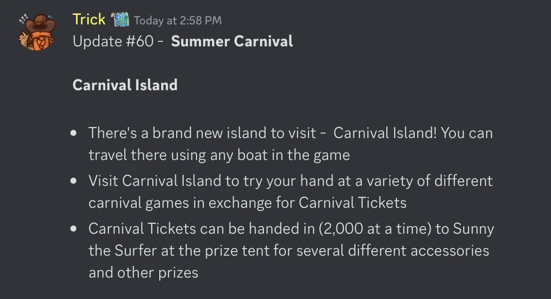 Summer Carnival Update Discord Log | Fandom