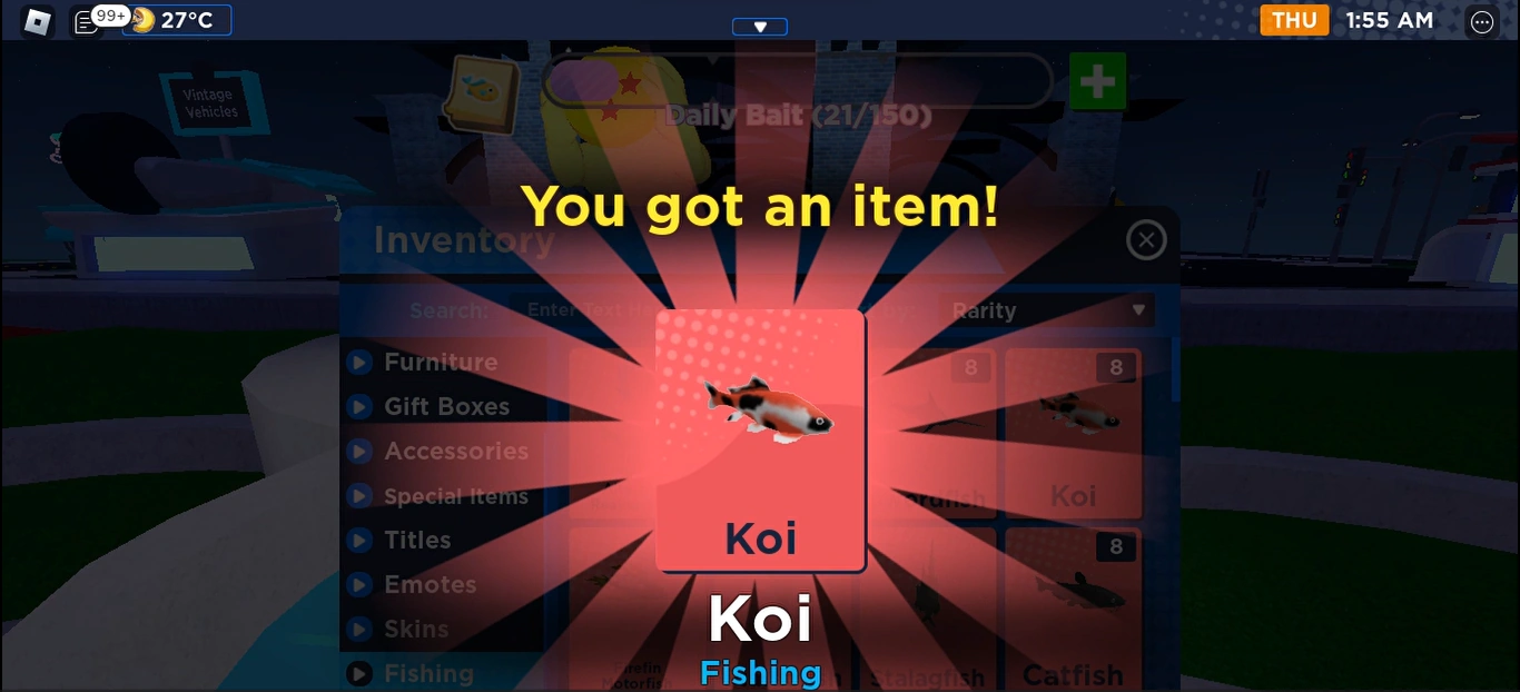 Koi have a higher chance spawning at the trophy location | Fandom