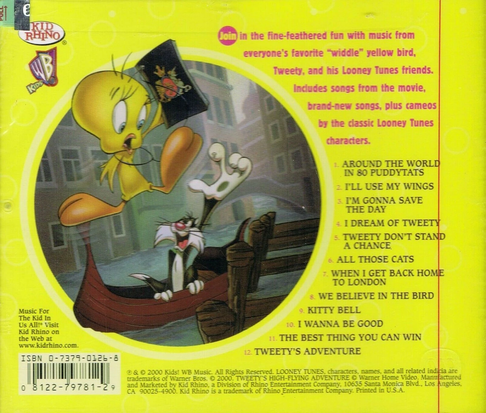 Kids' WB logo on back cover of Tweety's High-Flying Adventure ...