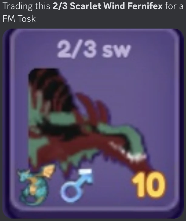 Trading 2/3 Scarlet Wind Fern for a FM TOSKNIR | Fandom