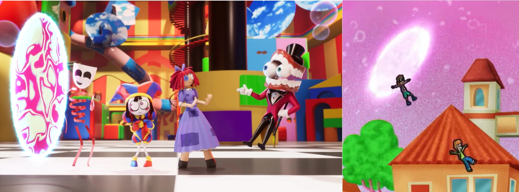 The Amazing Digital Circus and Cyberchase have the same colored portals ...