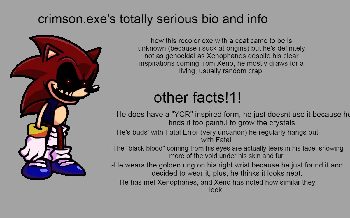my totally funny sonic.exe persona looking dude's info crap, idk | Fandom