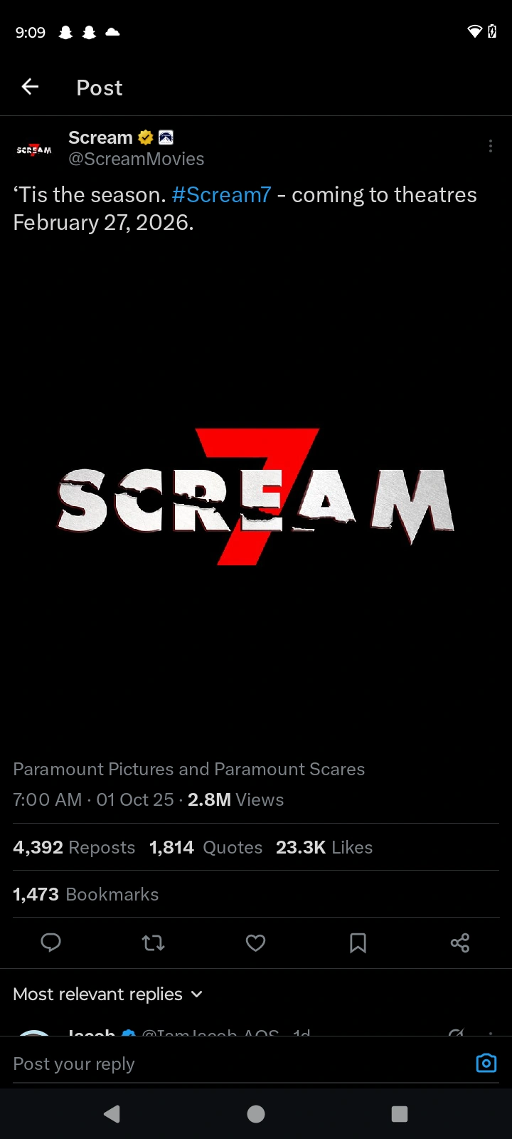 Scream 7 post, a trailer in a month or so? (Looking back Scream 2022 ...