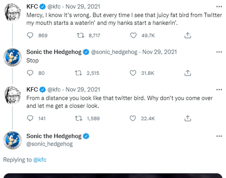 actual twitter thread between KFC and Sonic | Fandom