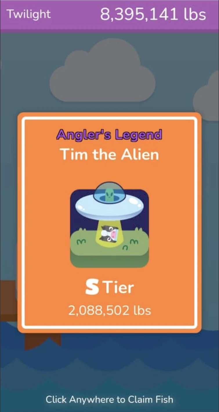 A week ago, I got Tim the Alien in Fishing Frenzy. Who else got it ...