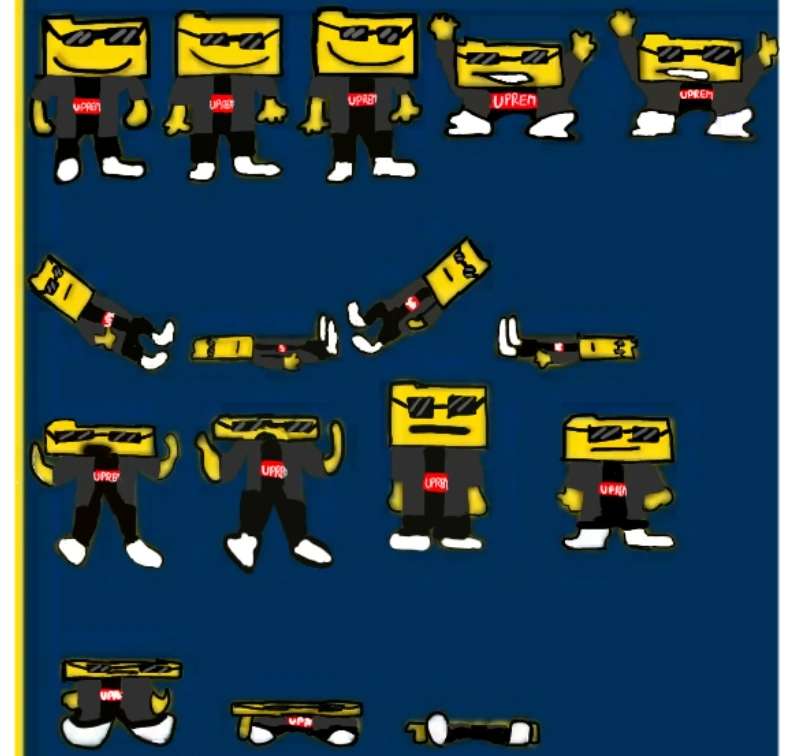 So I made the normal Ron sprite sheet into.... DRIP RON SPRITESHEET ...