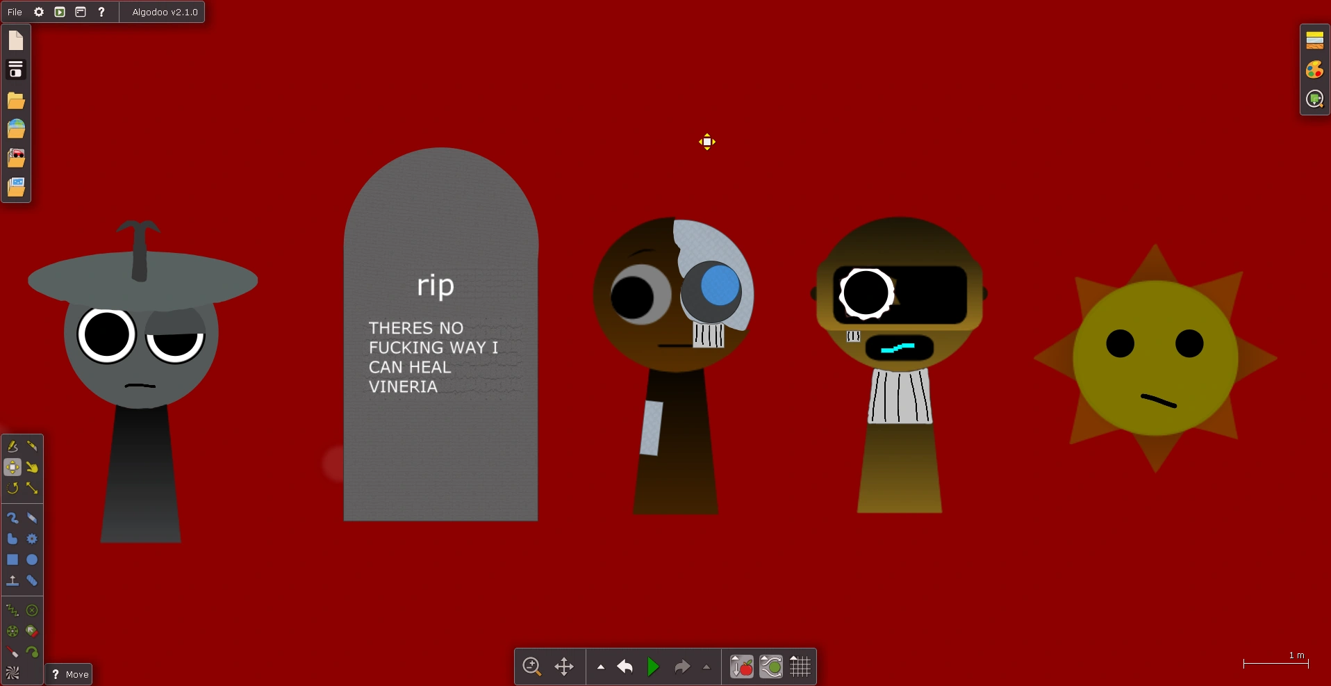 absolute dogshit "sprunki but healed / alive" thing im making in algodoo | Fandom