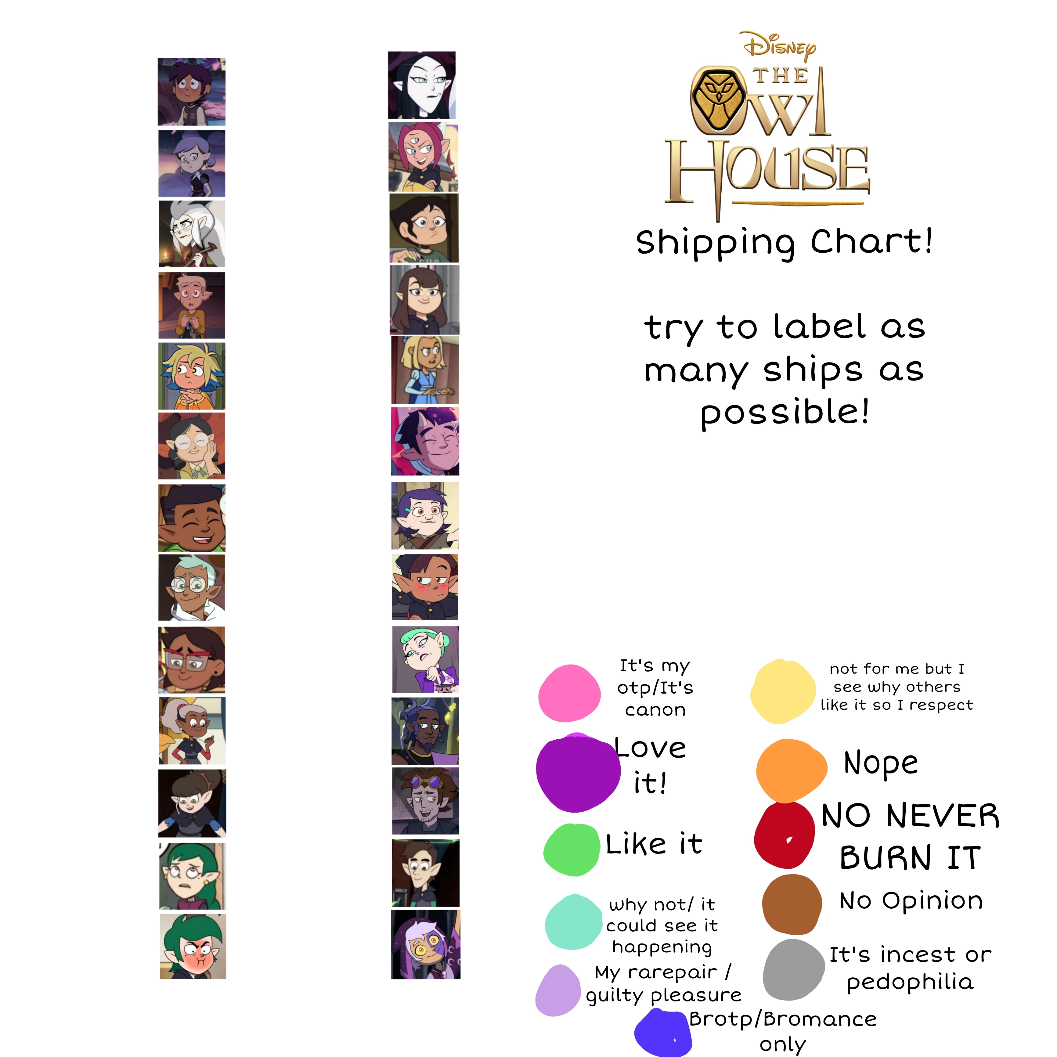 Free to Use Owl House Shipping Chart Template | Fandom