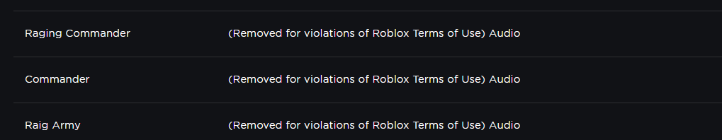 bro roblox keeps taking down the raig commander theme whenever i try to ...