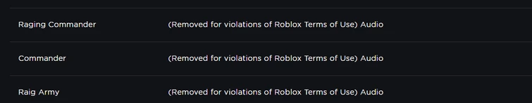 bro roblox keeps taking down the raig commander theme whenever i try to ...