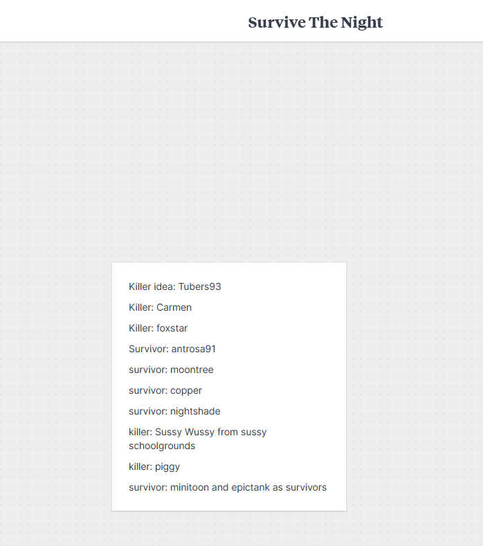 Survive The Night [my game concepted characters] | Fandom