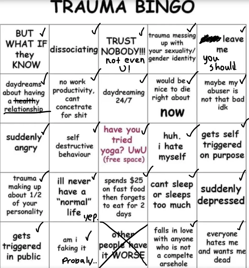 Vent/ Trauma Bingo! | Fandom