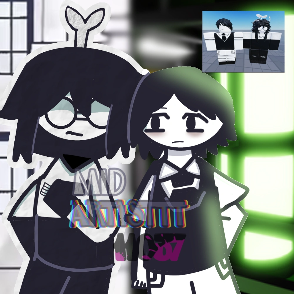 Decided to draw Abbie and Mike(from Flicker) w swapped clothes but now ...