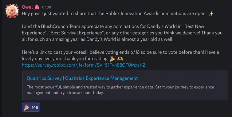 Roblox Innovation Awards are on and Qwel is happy if Dandy’s World to ...