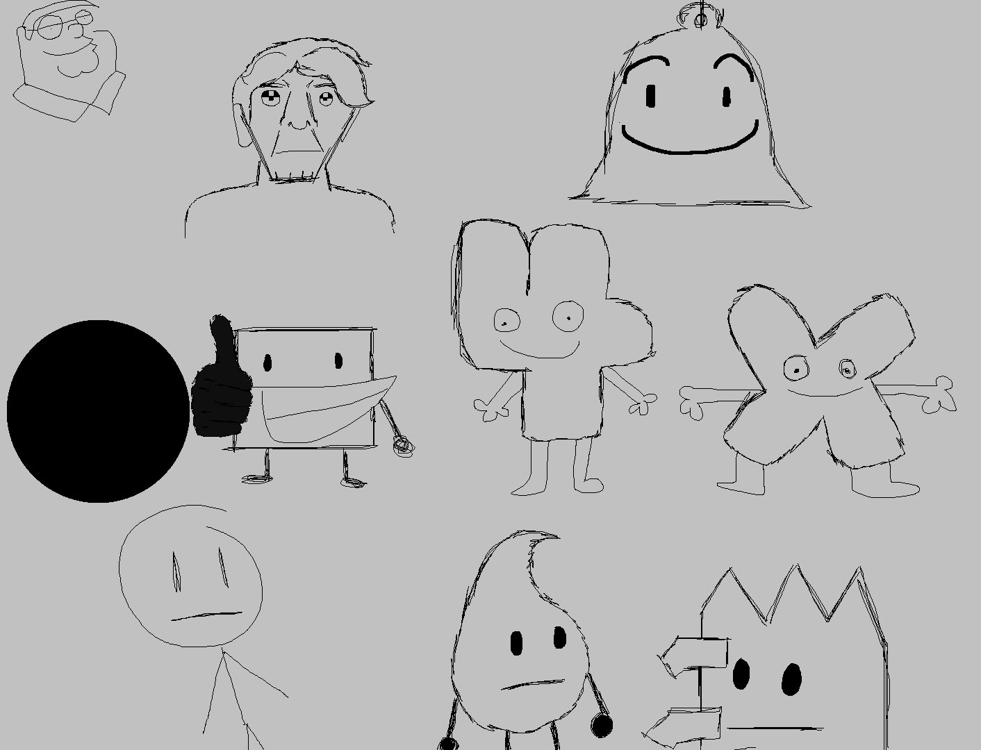 a small doodle of a bunch of bfb character | Fandom